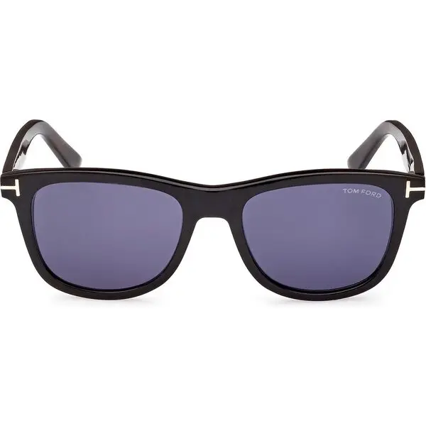 TOM FORD 53mm Polarized Square Sunglasses - Black Horn/blue