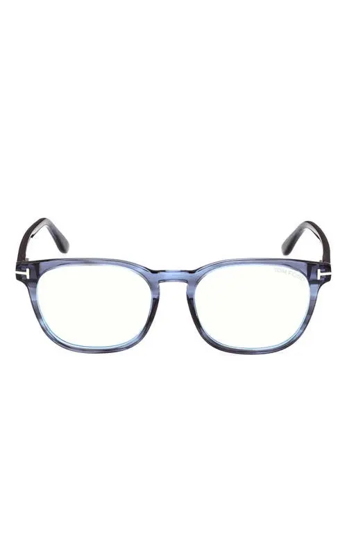 TOM FORD 53mm Square Blue Light Blocking Eyeglasses - Blue/other