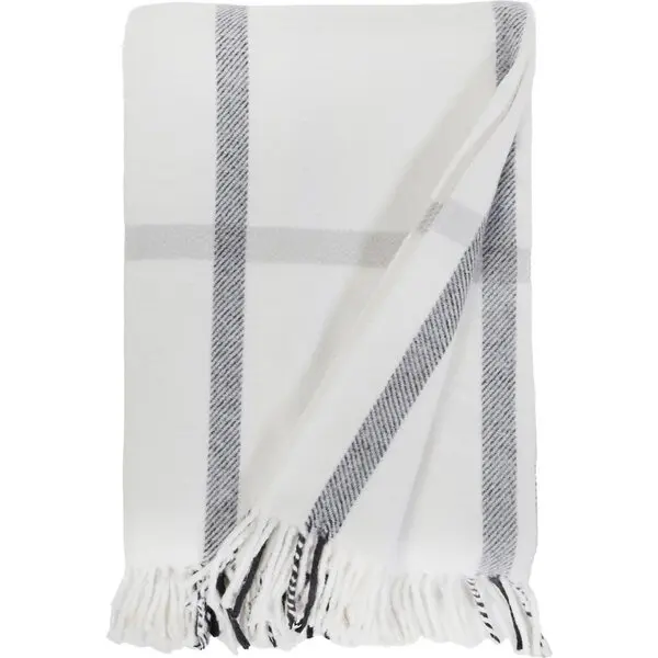 POM POM AT HOME Copenhagen Plaid Cotton Throw Blanket - White/grey