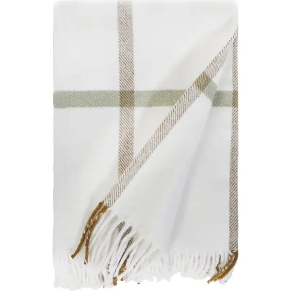 POM POM AT HOME Copenhagen Plaid Cotton Throw Blanket - White/olive