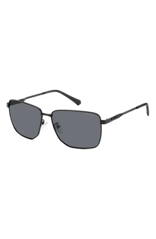 POLAROID 62mm Polarized Oversize Square Sunglasses - Black/gray Polar