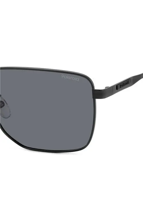 POLAROID 62mm Polarized Oversize Square Sunglasses - Black/gray Polar