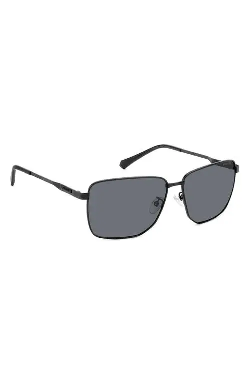 POLAROID 62mm Polarized Oversize Square Sunglasses - Black/gray Polar