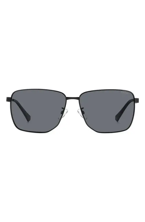 POLAROID 62mm Polarized Oversize Square Sunglasses - Black/gray Polar