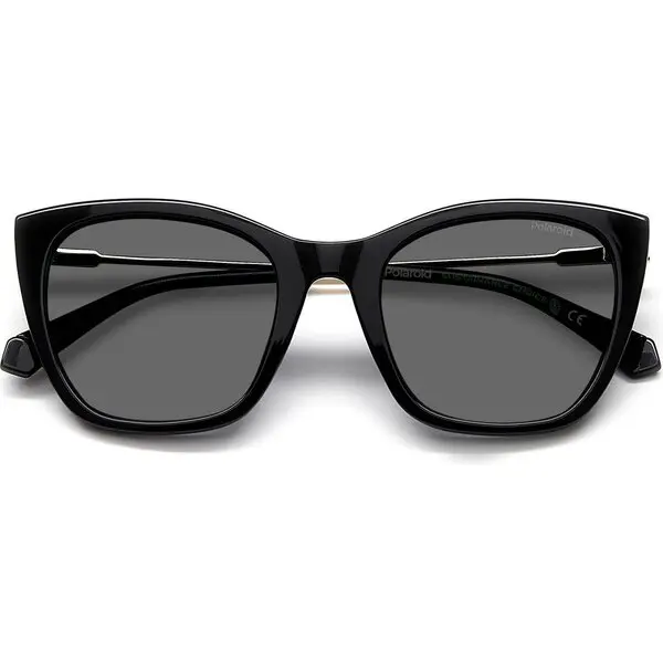 POLAROID 52mm Polarized Cat Eye Sunglasses - Black/gray Polar