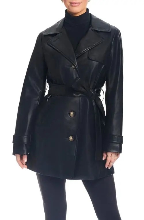 Sanctuary Faux Leather Belted Trench Coat