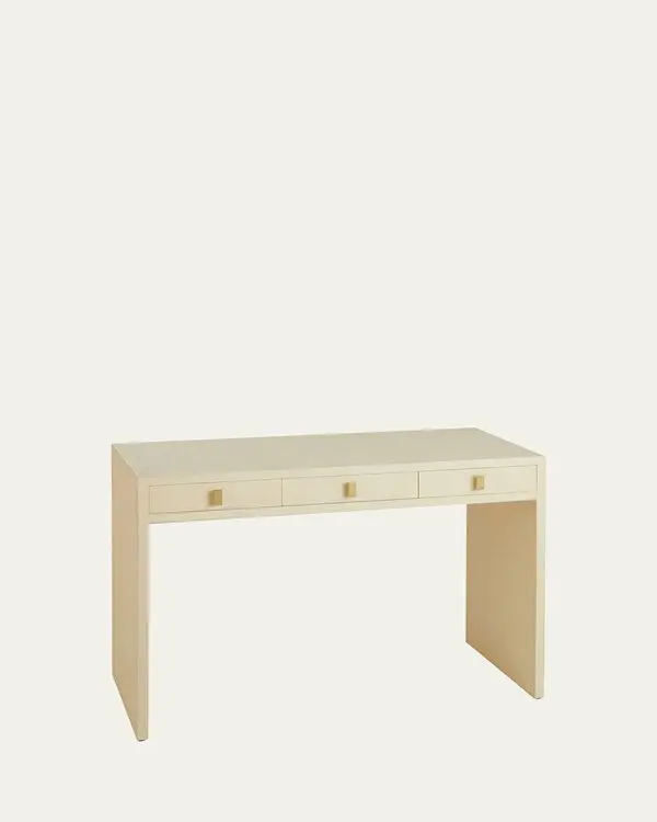 Aerin Faux Shagreen Vanity Table And Stool - Cream
