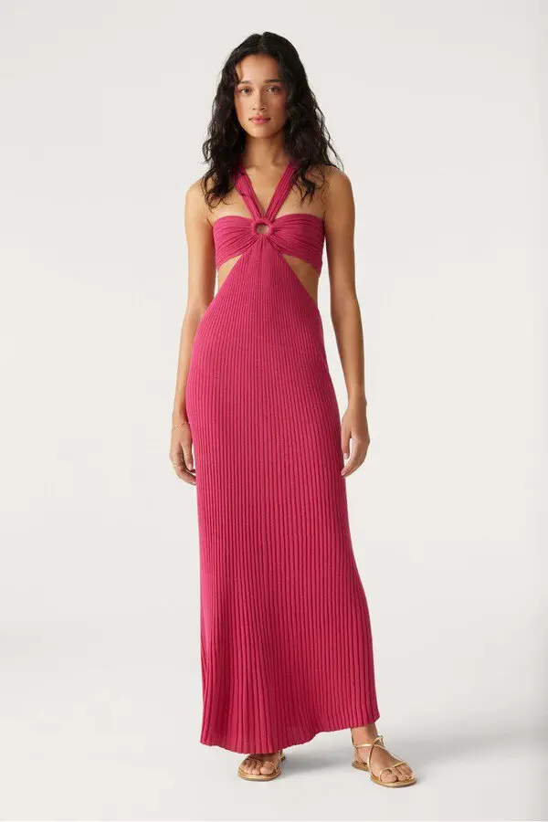 open lace back dress Rooftop Bash Linen-Blend Mini Dress S / Pink