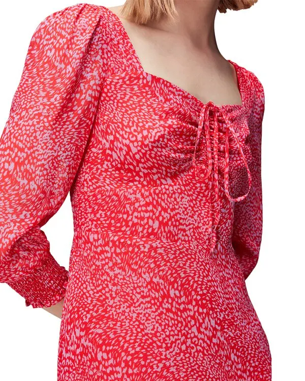 Whistles Diagonal Leopard Print Midi Dress