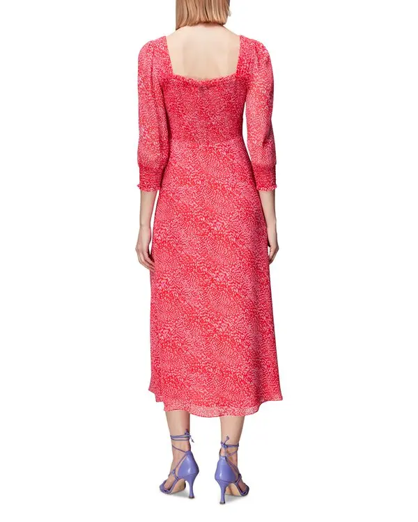 Whistles Diagonal Leopard Print Midi Dress