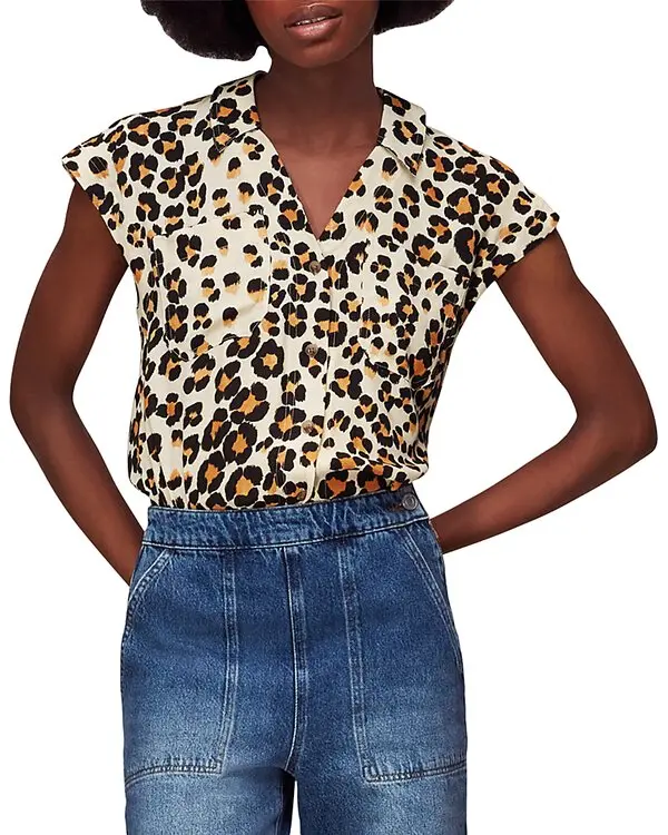 Whistles Painted Shirt - Leopard Print
