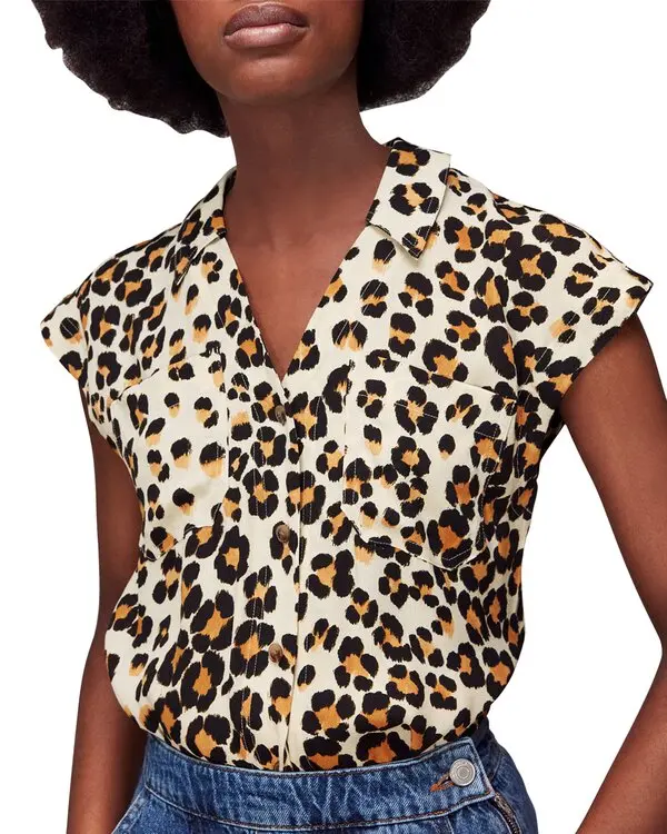 Whistles Painted Shirt - Leopard Print