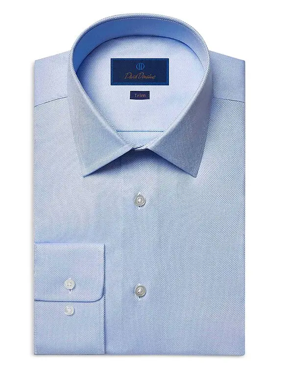 David Donahue Trim Fit Royal Oxford Dress Shirt - Sky