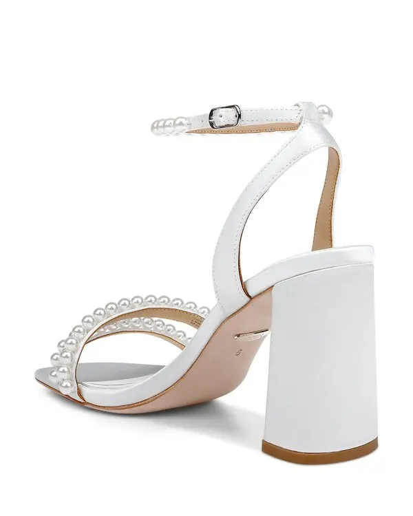 Badgley Mischka Feisty Ankle Strap High Heel Sandals - White Satin