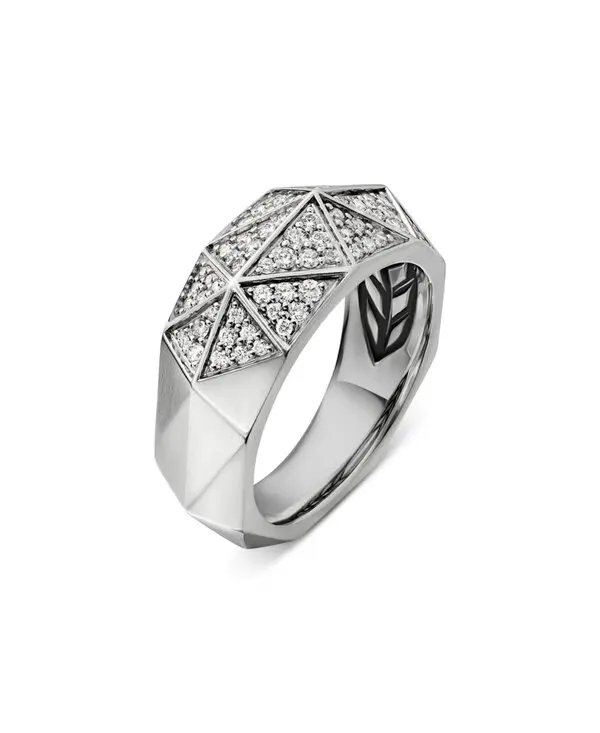 David Yurman Faceted Diamond Pave Ring - Silver