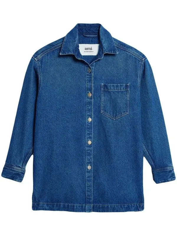 Ami Spread-collar Denim Overshirt