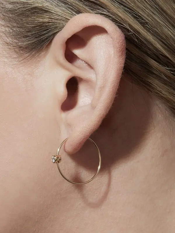 Shihara 18kt Yellow Diamond Single Hoop Earring