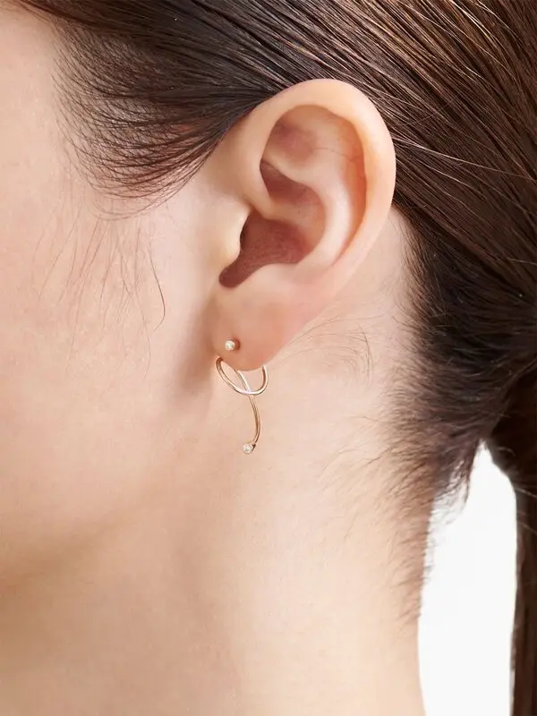 Shihara 18kt Yellow Twist Curl 02 Diamond Single Earring