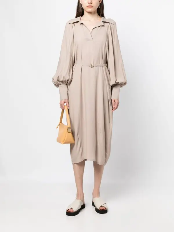 Lorena Antoniazzi Spread-collar Belted Midi Dress