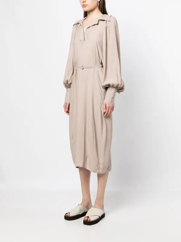 Lorena Antoniazzi Spread-collar Belted Midi Dress