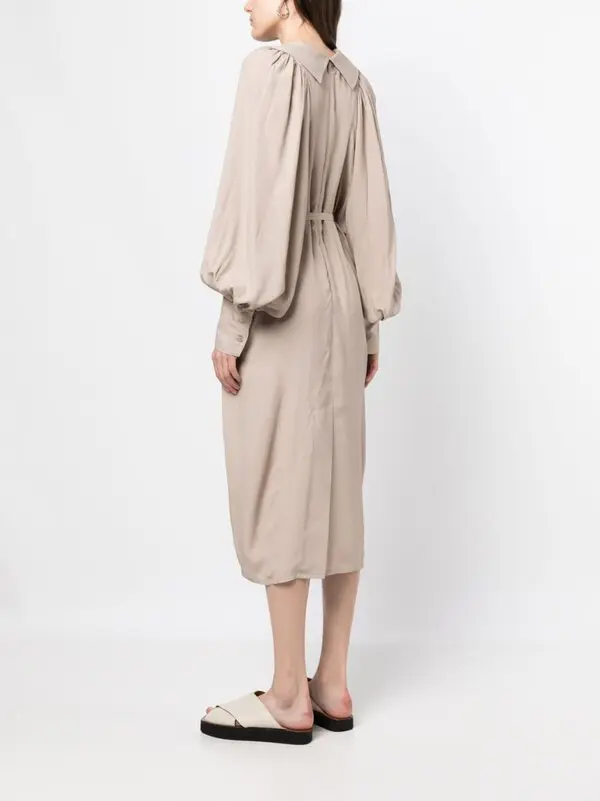 Lorena Antoniazzi Spread-collar Belted Midi Dress