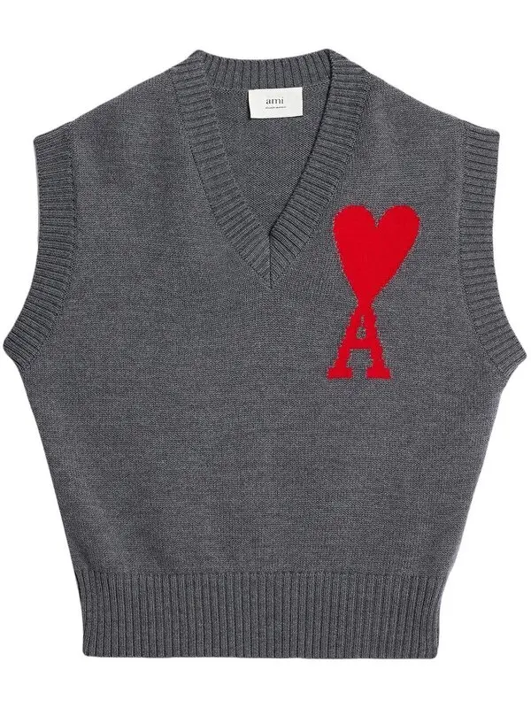 Ami Logo-intarsia Knit Vest
