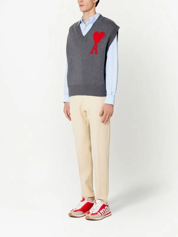 Ami Logo-intarsia Knit Vest