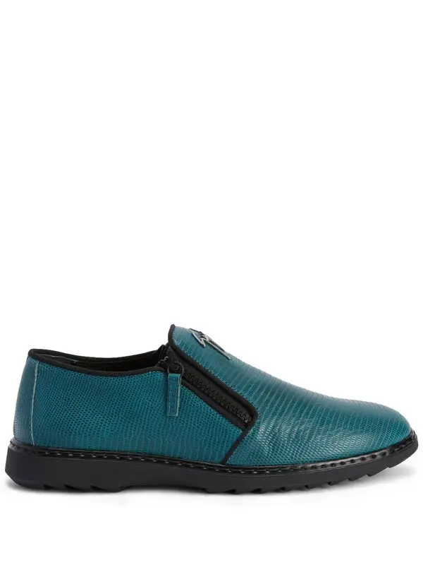 GIUSEPPE ZANOTTI Snake-skin Effect Leather Loafers