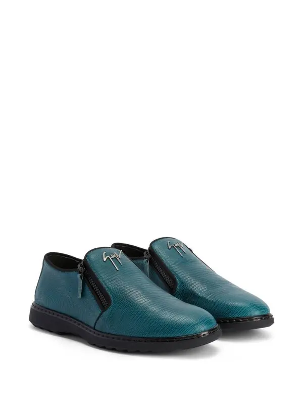 GIUSEPPE ZANOTTI Snake-skin Effect Leather Loafers