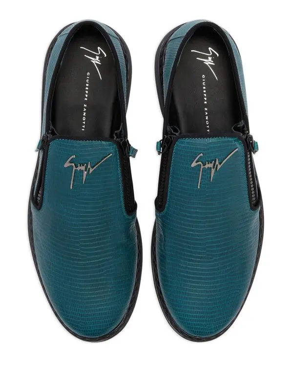 GIUSEPPE ZANOTTI Snake-skin Effect Leather Loafers