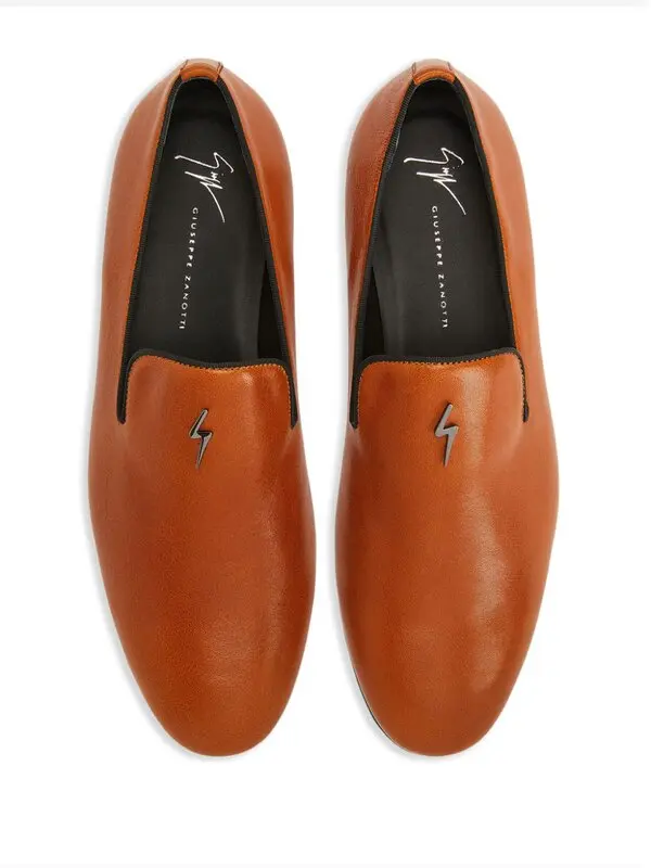 GIUSEPPE ZANOTTI G-flash Leather Loafers - Orange