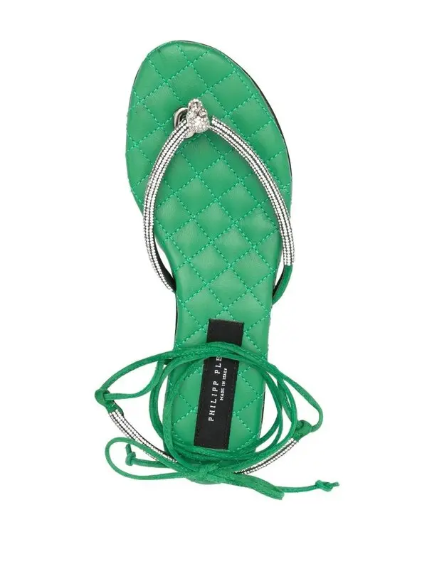 Philipp Plein Skull Stud Thong Strap Sandals