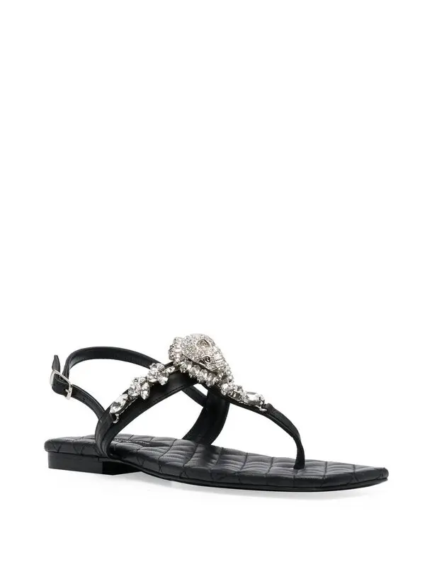 Philipp Plein Crystal-skull Leather Sandals - Black