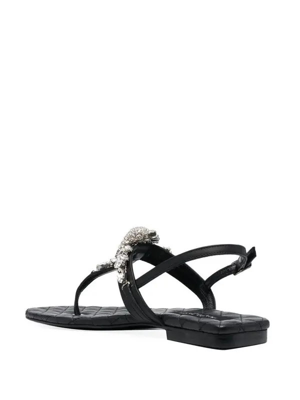 Philipp Plein Crystal-skull Leather Sandals - Black