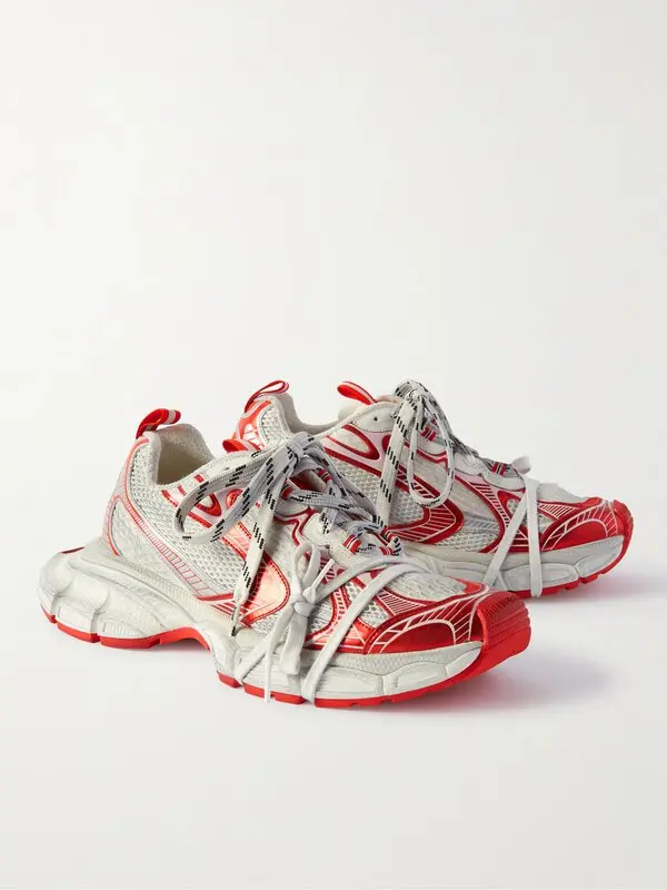 Balenciaga 3xl Distressed Sneakers - Red