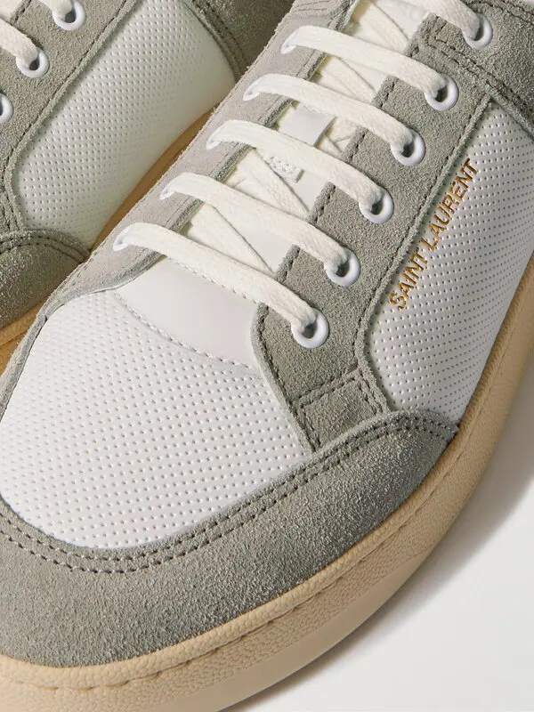 Saint Laurent Sl/61 Perforated Leather And Suede Sneakers