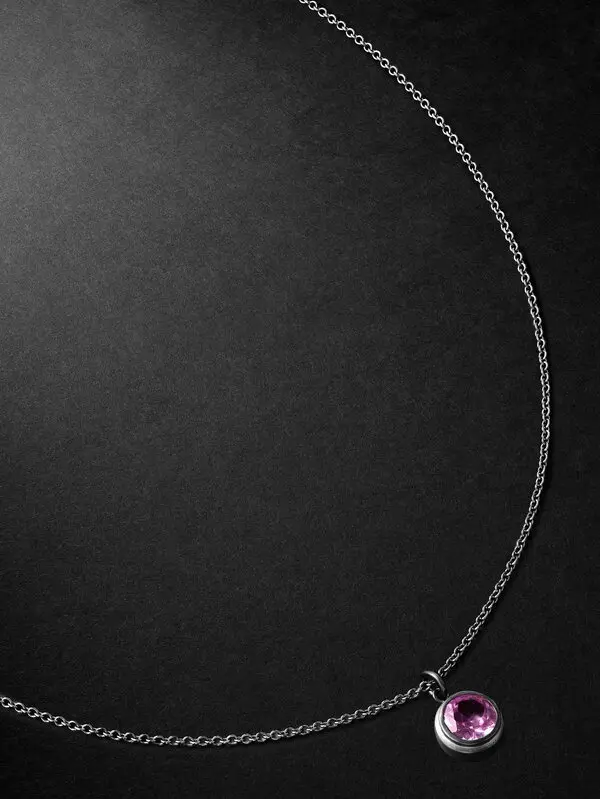 42 SUNS Blackened Gold And Sapphire Pendant Necklace - Black