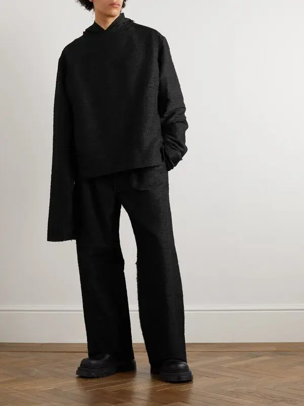 AIREI Oversized Distressed Bouclé Hoodie
