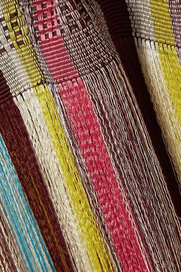 KENNETH IZE Fringed Striped Woven Top