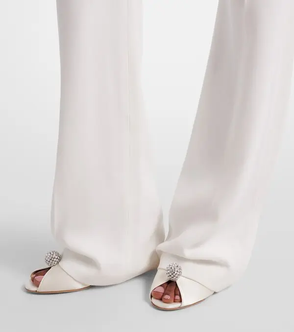 JIMMY CHOO Sacora 85 Embellished Satin Sandals - White