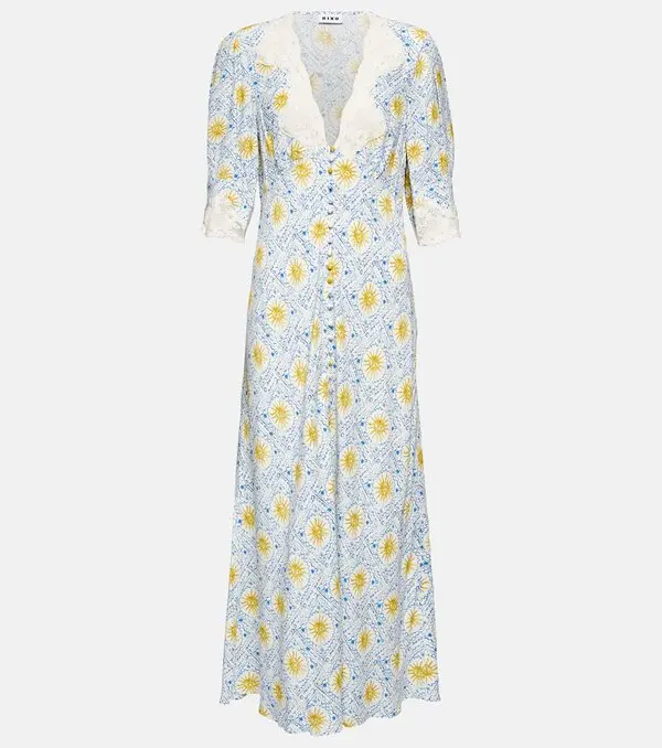 Rixo Simone Lace-Trimmed Printed Midi Dress In White - 30% Off |  Editorialist