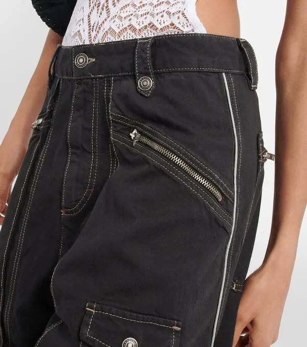 Isabel Marant Étoile Paciane Wide-leg Cargo Jeans - Black