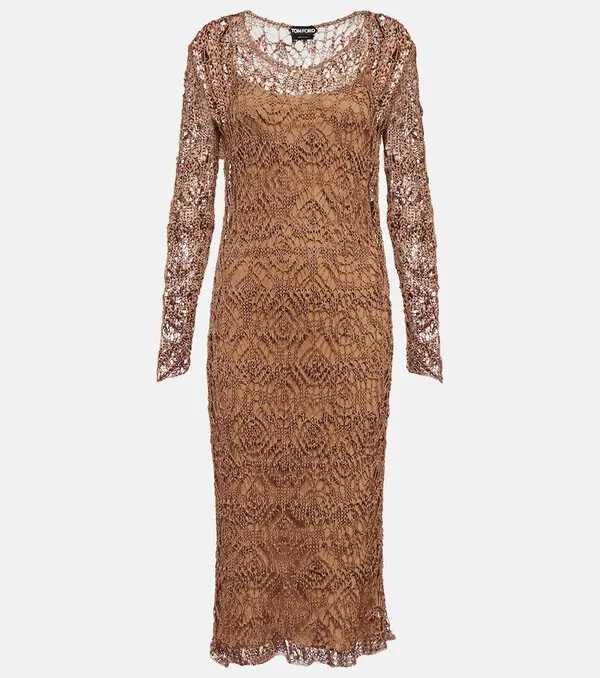TOM FORD Layered Knit Midi Dress - Brown
