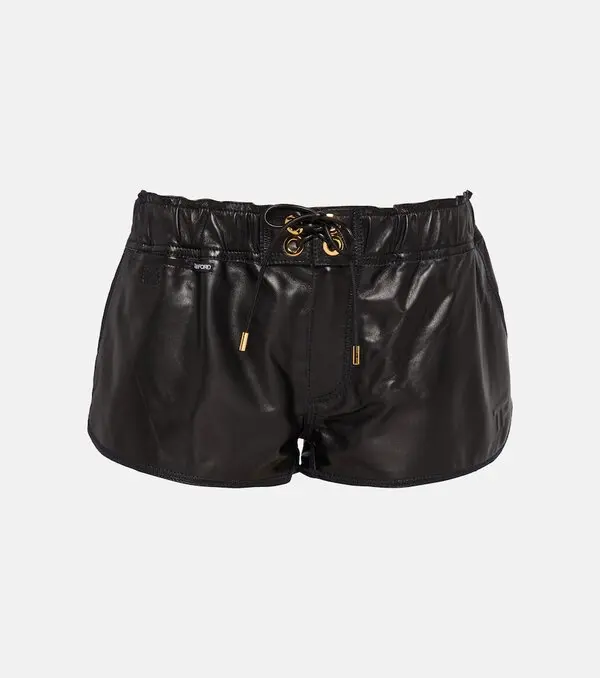 TOM FORD Leather Micro Shorts - Black