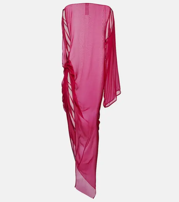 Rick Owens Draped Silk Maxi Dress - Pink