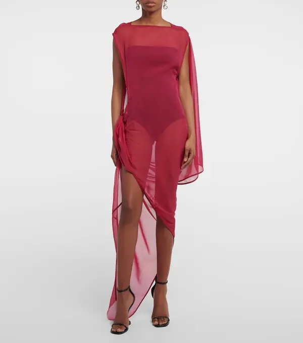 Rick Owens Draped Silk Maxi Dress