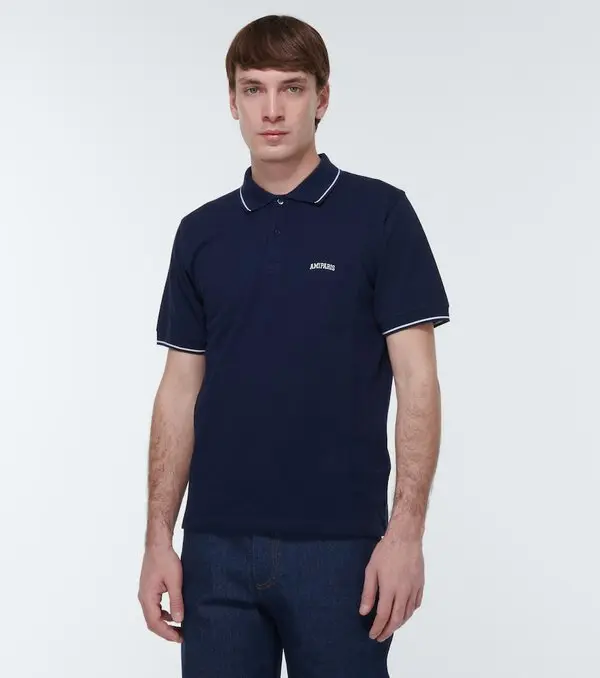 AMI Paris Striped Cotton Polo Shirt