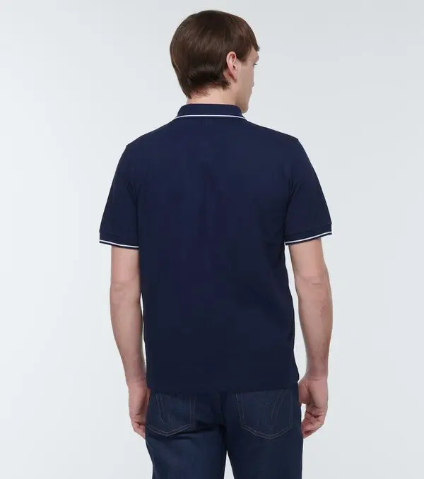 AMI Paris Striped Cotton Polo Shirt
