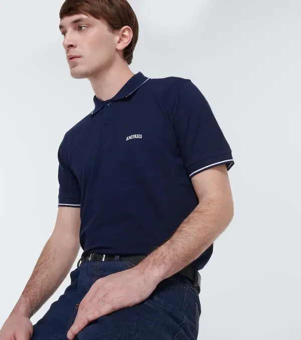 AMI Paris Striped Cotton Polo Shirt