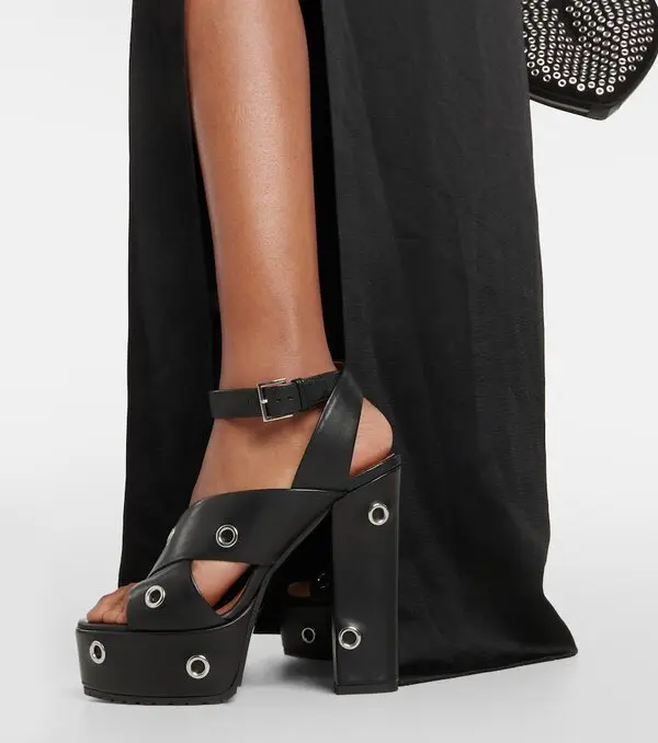 Alaïa Eyelet-embellished Leather Sandals - Black